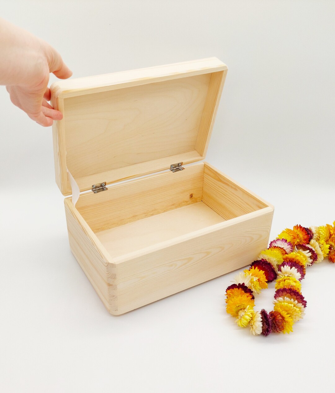 Large Wooden Box | Unfinished Wood Box | Wooden Chest | Jewelry Box ...