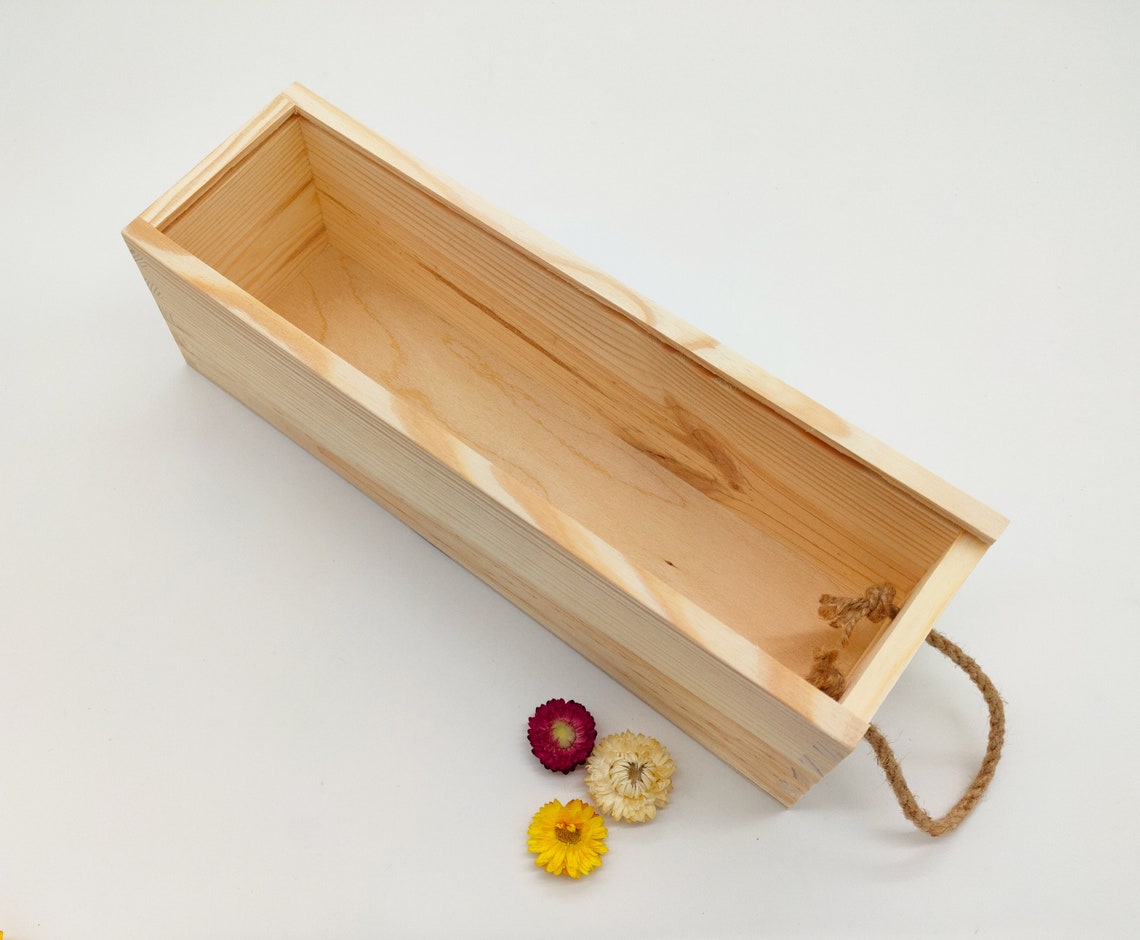 Wine Box With Sliding Lid and Rope Wedding Gift Bottle - Etsy