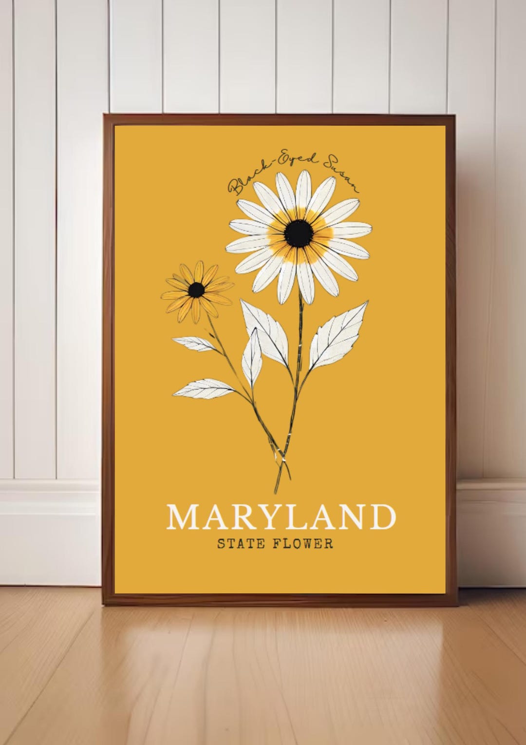 Maryland Black-eyed Susan Digital Art – Minimalist State Flower Wall ...