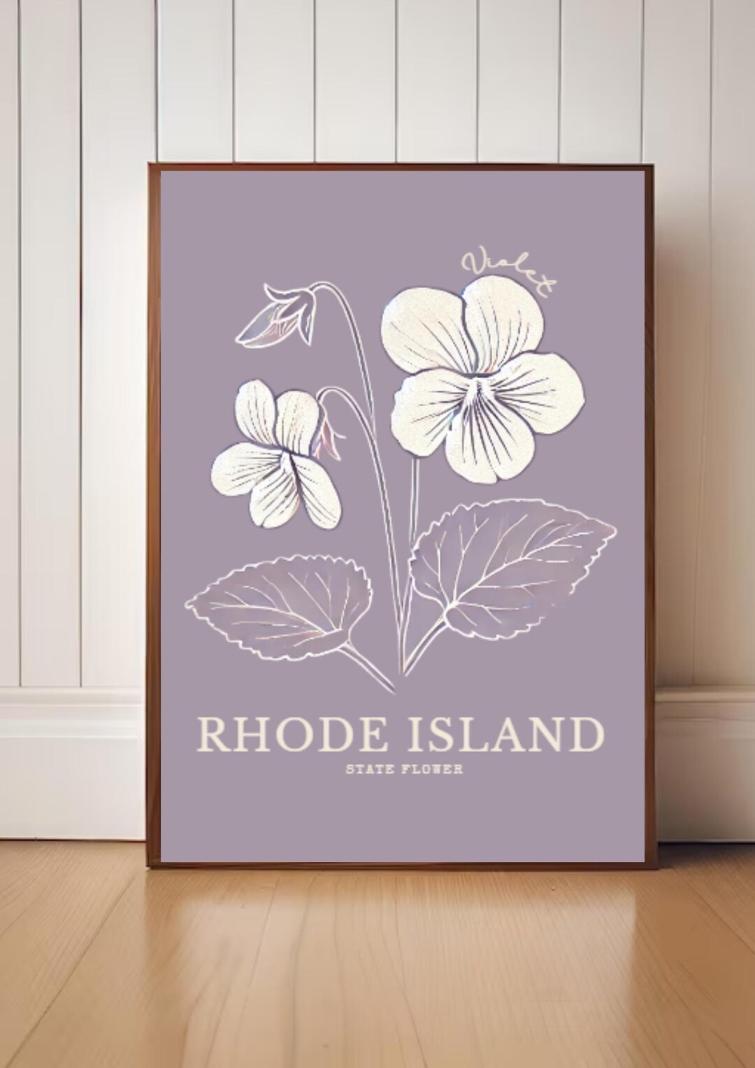 Rhode Island Violet Digital Art – Minimalist State Flower Botanical ...