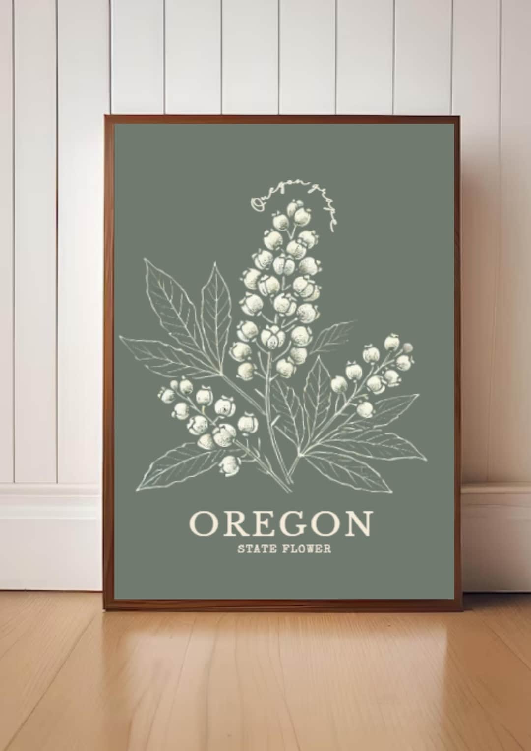 Oregon Grape Digital Art – Minimalist State Flower Botanical Print ...