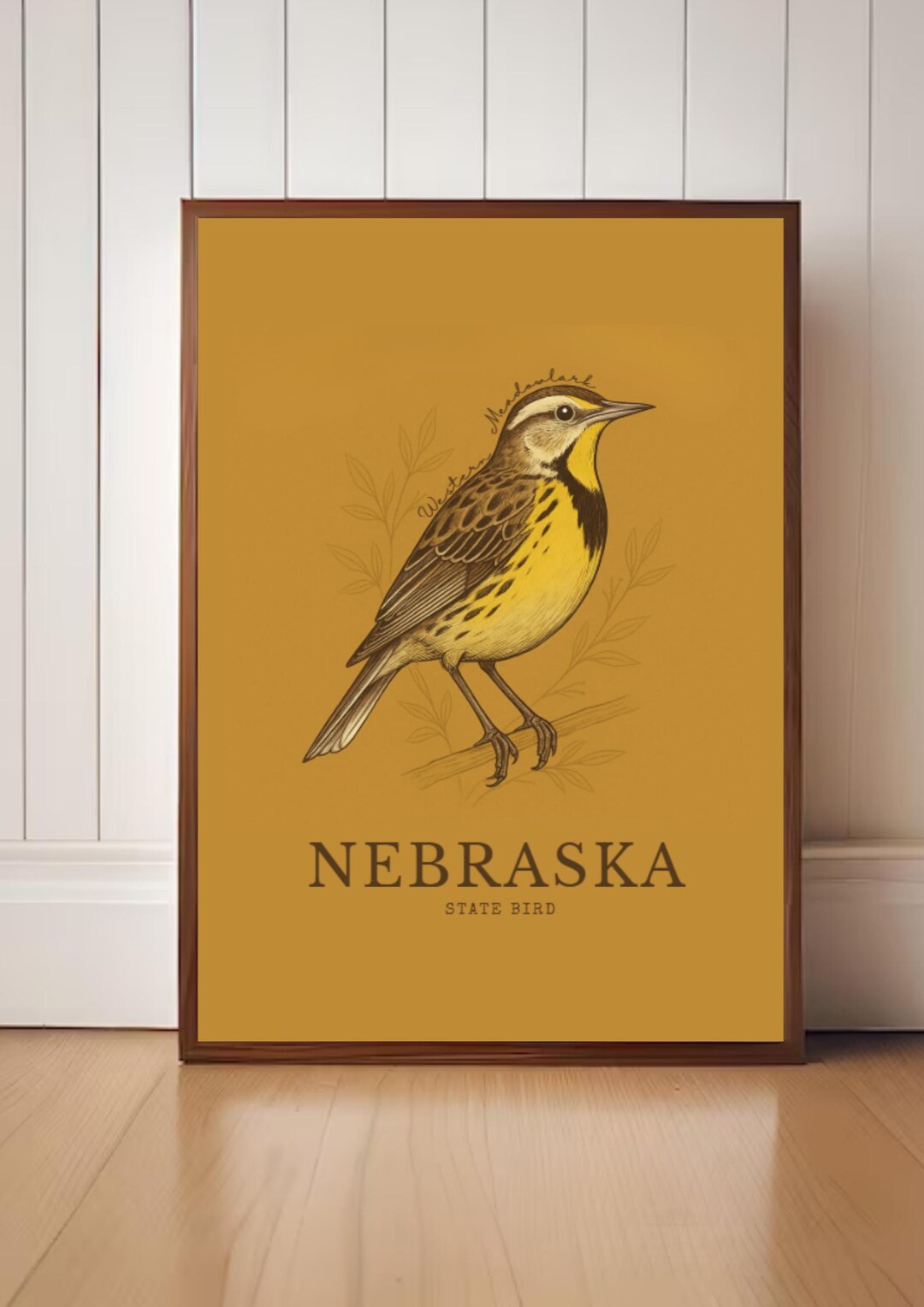 Nebraska State Bird Art Print – Western Meadowlark Vintage Botanical ...