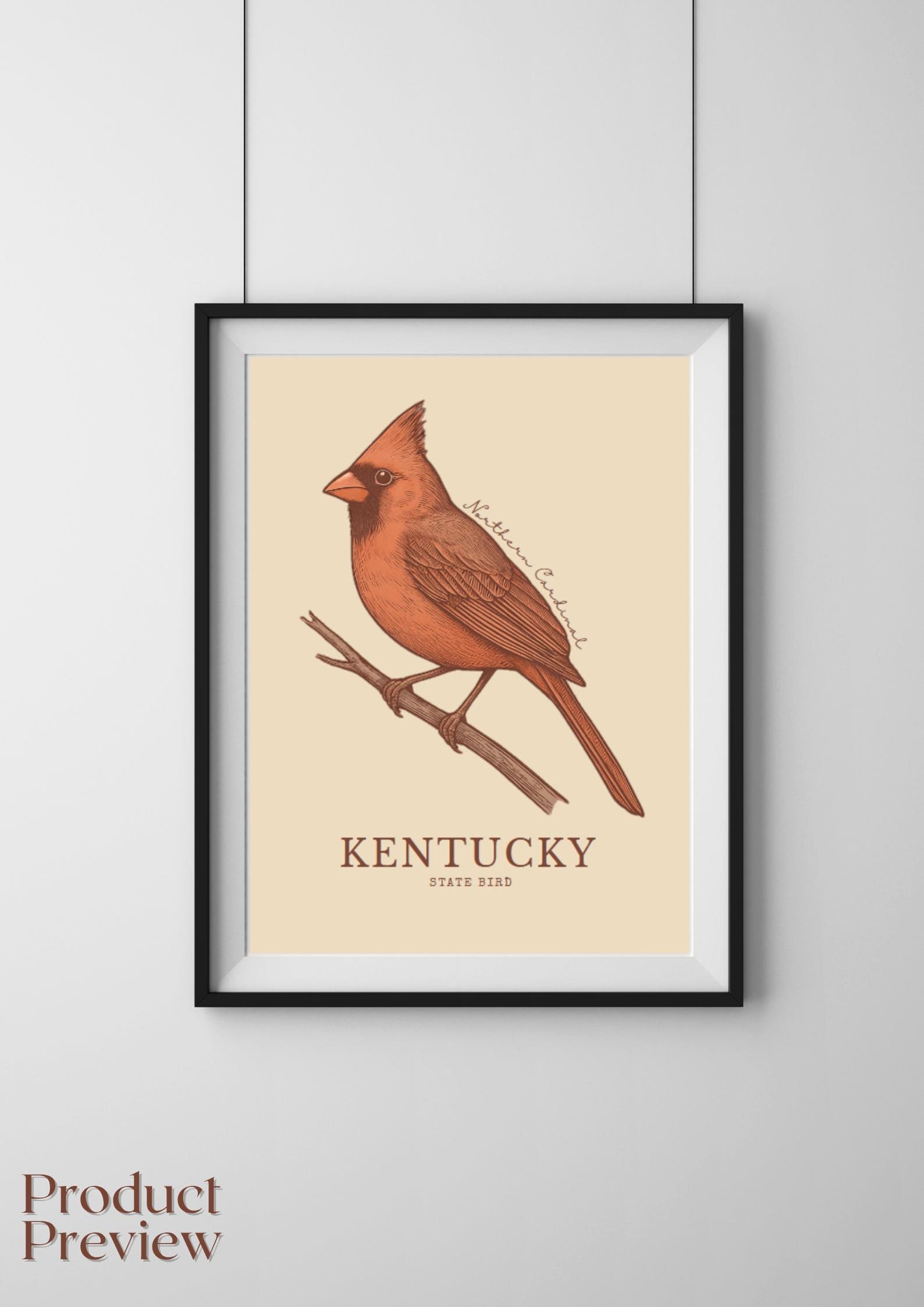 Kentucky State Bird Art Print – Northern Cardinal Vintage Botanical ...