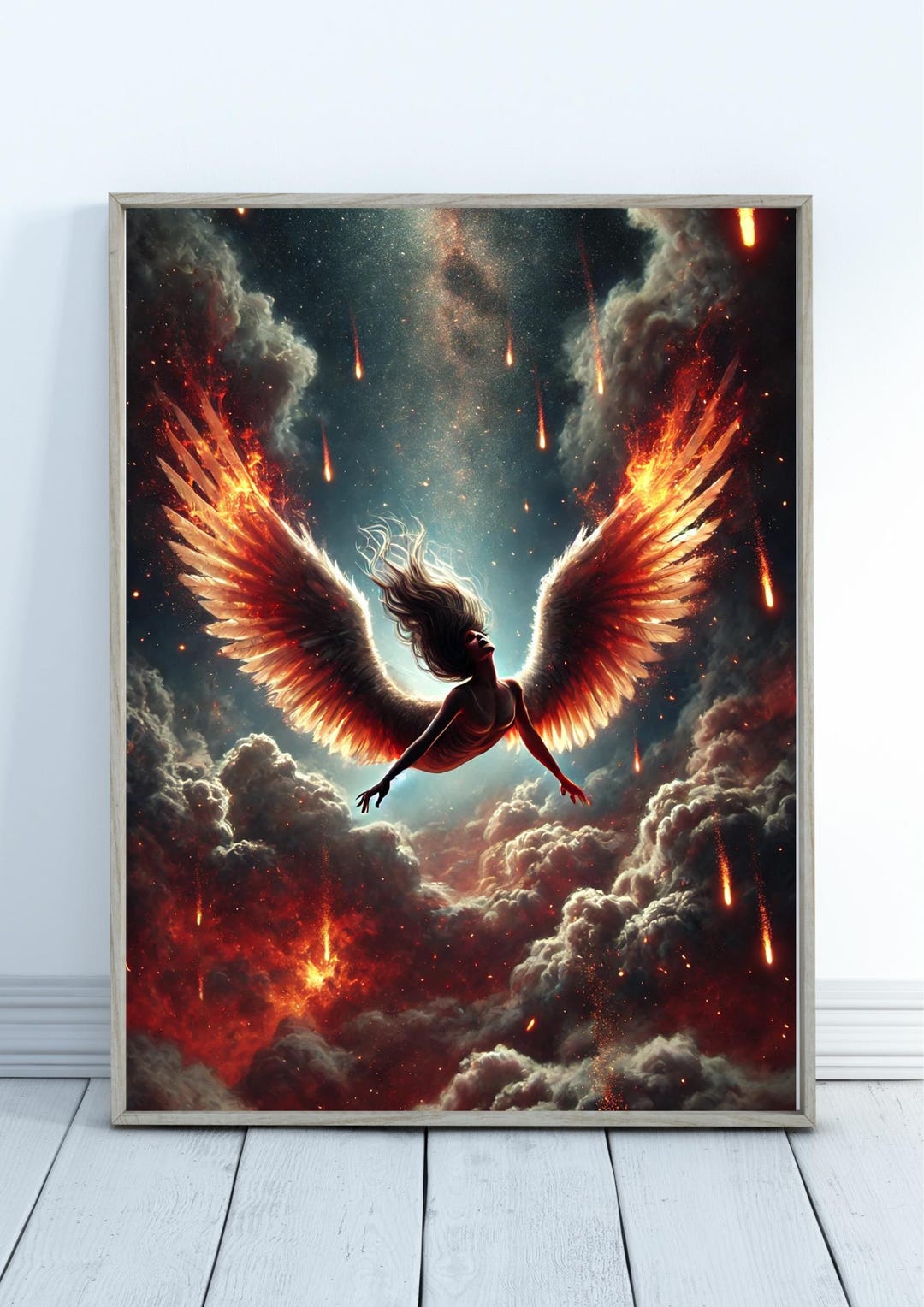 Descent of the Divine - Fallen Angel Digital Wall Art - Etsy