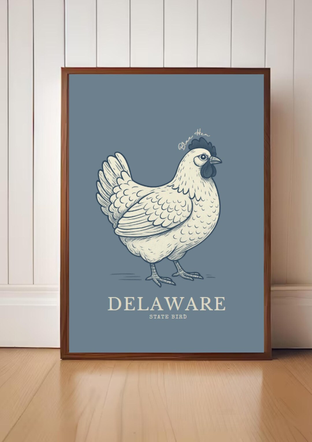 Delaware State Bird Art Print – Blue Hen Vintage-inspired Poultry ...