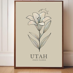 Utah Sego Lily Digital Art – Minimalist State Flower Botanical Wall ...