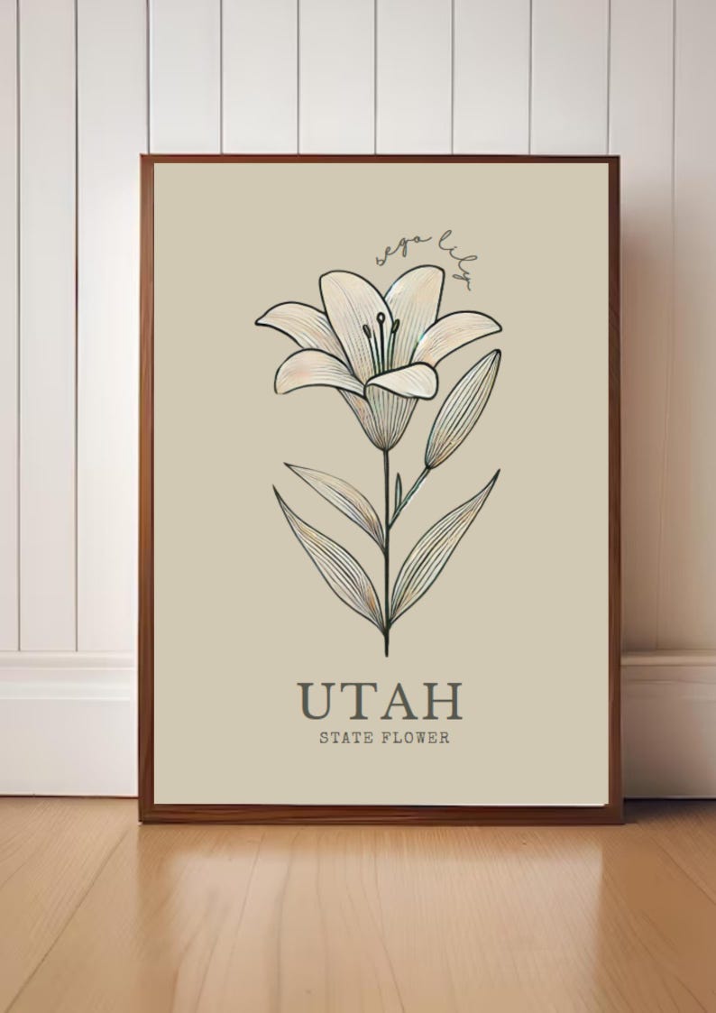 Utah Sego Lily Digital Art – Minimalist State Flower Botanical Wall ...