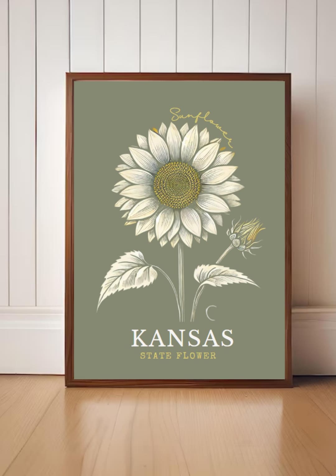 Kansas Sunflower Digital Art – Minimalist State Flower Wall Print ...