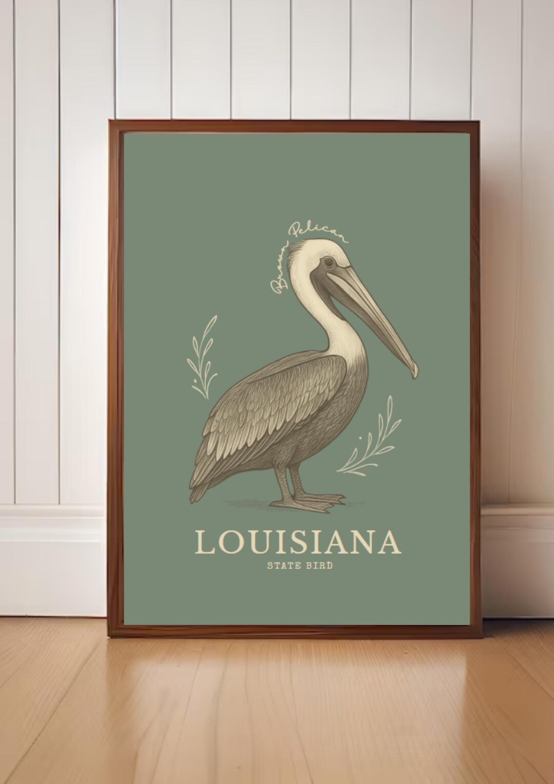 Louisiana State Bird Art Print – Brown Pelican Vintage Coastal ...