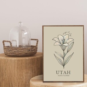 Utah Sego Lily Digital Art – Minimalist State Flower Botanical Wall ...