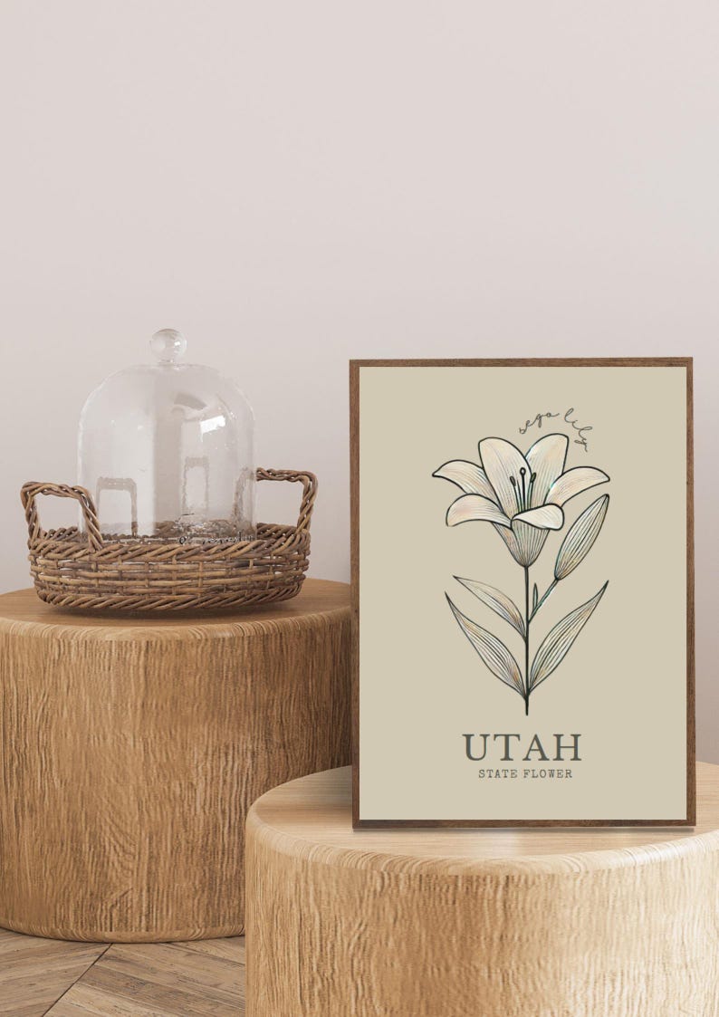 Utah Sego Lily Digital Art – Minimalist State Flower Botanical Wall ...