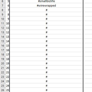 Excel Workbook - Hashtag Bank Template - Social Media Template ...