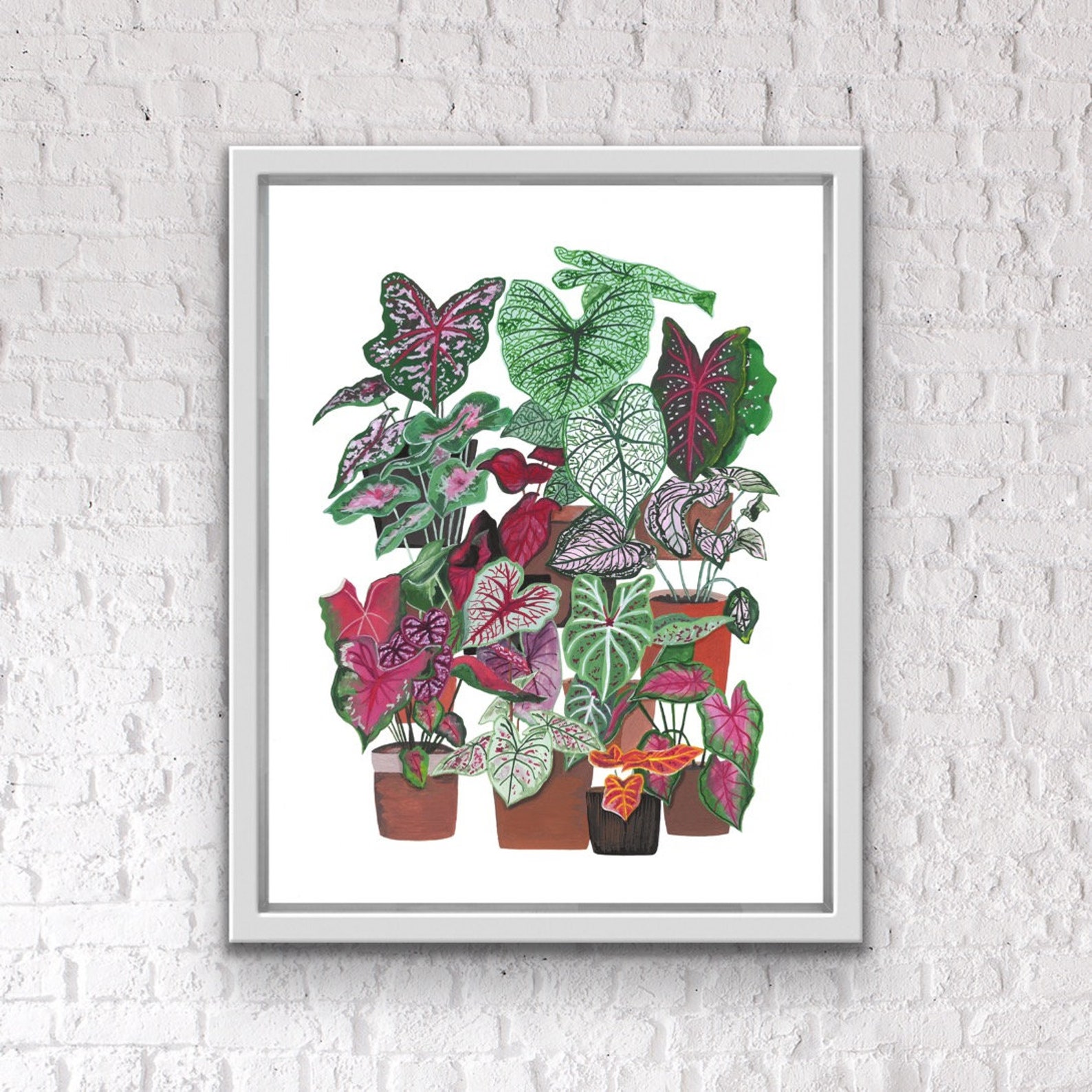 Caladium Gang Painting Art Print - Gouache Plant Art - Wall Art - Wall ...