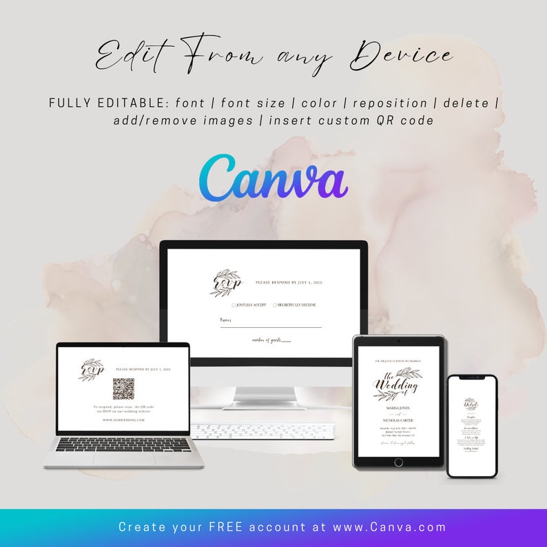 Wedding Invite Customizable Printable Invitation Template - Etsy