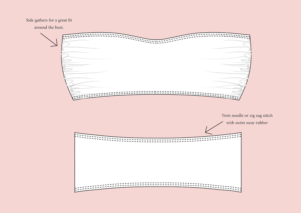 Women's Strapless Bandeau Bikini Top Sewing Pattern - Etsy Sweden