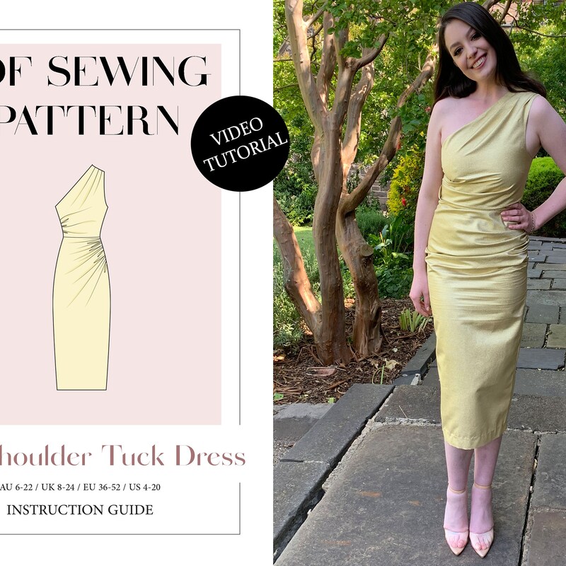 One Shoulder Dress Pattern - Etsy
