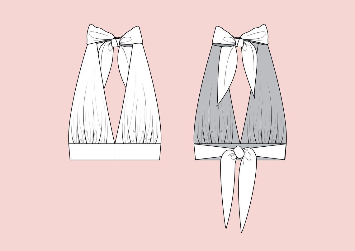 Women's Tie Halter Crop Top Ladies Downloadable Printable - Etsy