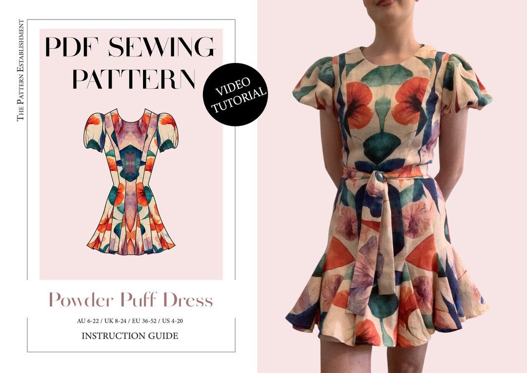 The Powder Puff Dress, Ladies Downloadable Printable PDF Sewing Pattern ...