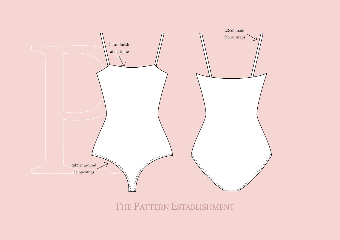 Women's One Piece Swimsuit Sewing Pattern: Straight Cut (PDF Pattern ...