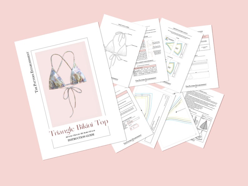 Triangle Bikini Top Sewing Pattern, Adjustable Swimwear (PDF Pattern ...