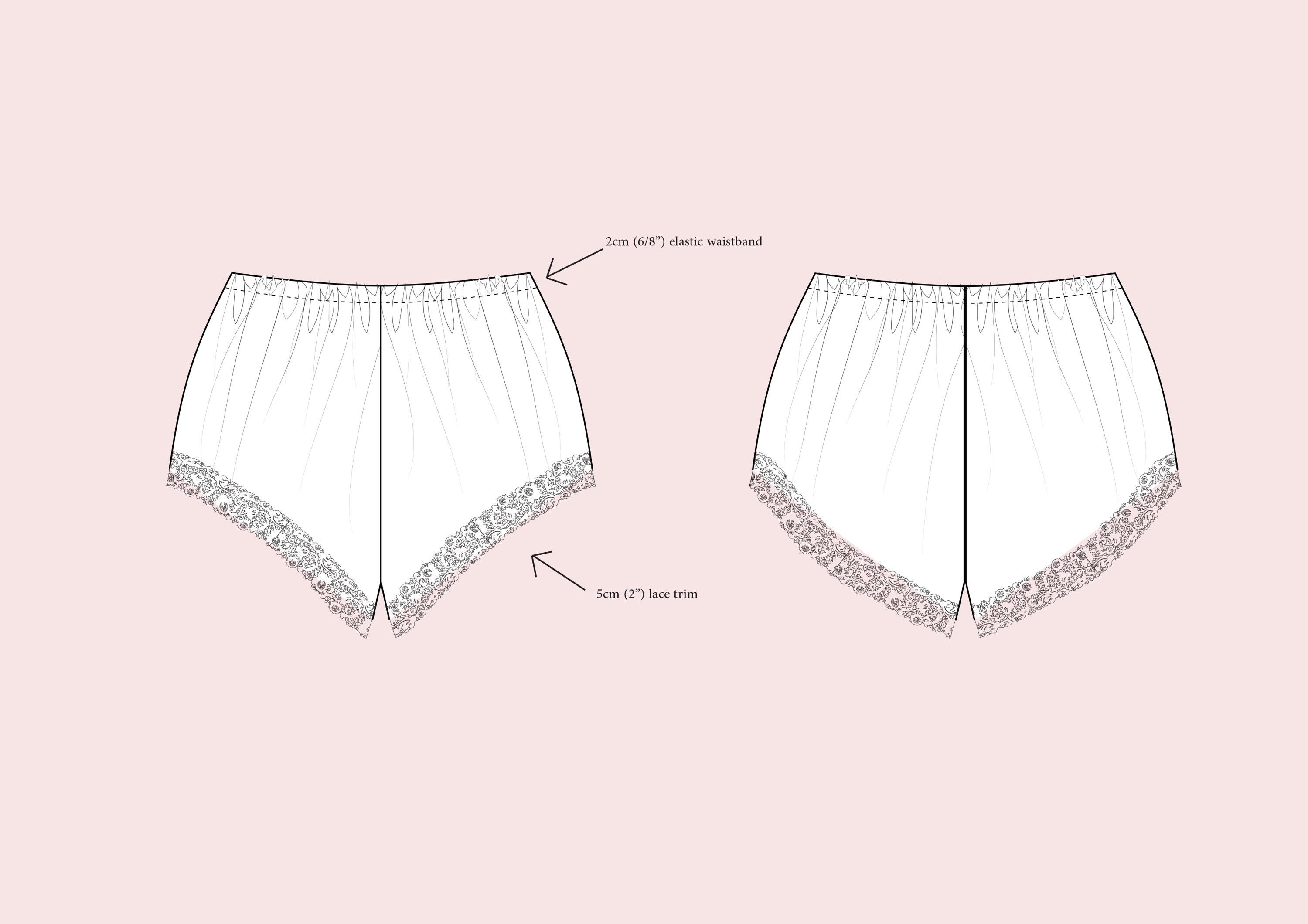 Sleep Shorts Sewing Pattern BUNDLE: Women's Lace & Cheeky Styles (XS ...