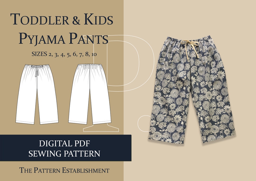 Kids Pyjama Pants Sewing Pattern, Kids and Toddler Downloadable ...