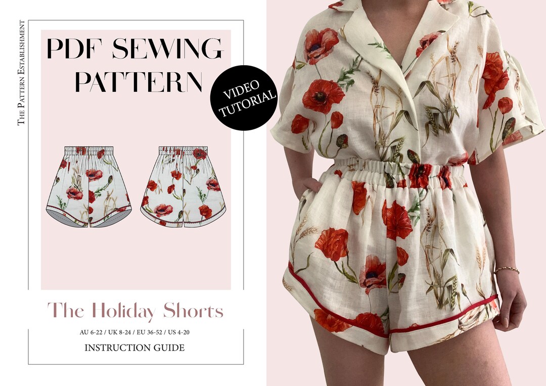The Holiday Shorts. Women's Sewing Pattern, Ladies Downloadable ...