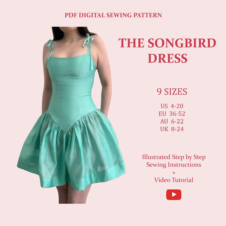 The Songbird Dress, Ladies Downloadable Printable PDF Sewing Pattern ...