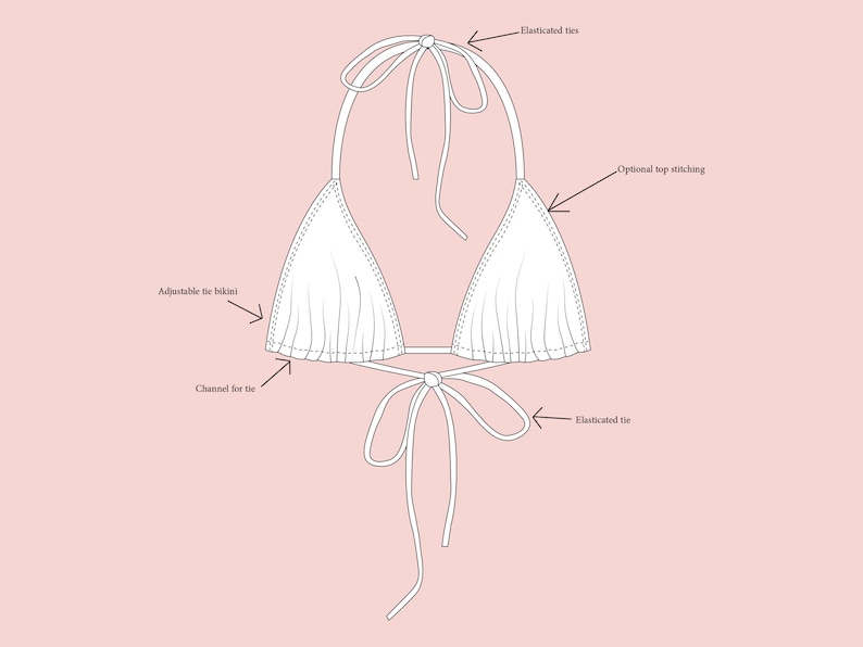 Womens Triangle Bikini Top Sewing Pattern Ladies Etsy