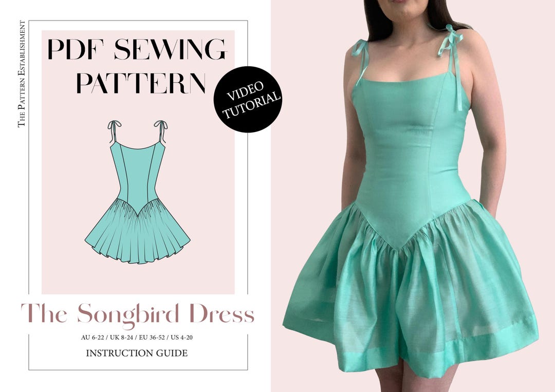 The Songbird Dress, Ladies Downloadable Printable PDF Sewing Pattern ...