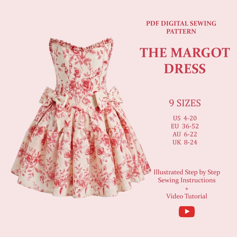 The Margot Dress, Ladies Downloadable Printable PDF Sewing Pattern Size ...