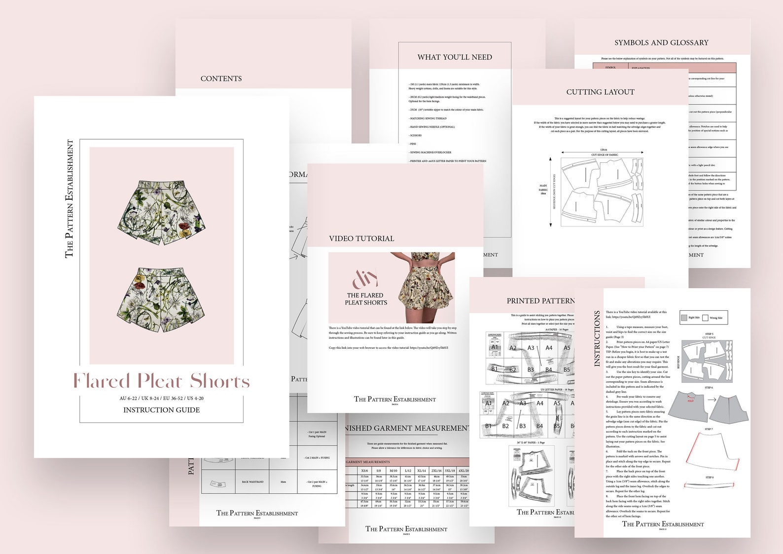 Flared Pleat Shorts Sewing Pattern: Women's Sizes XS-5XL (PDF Pattern ...