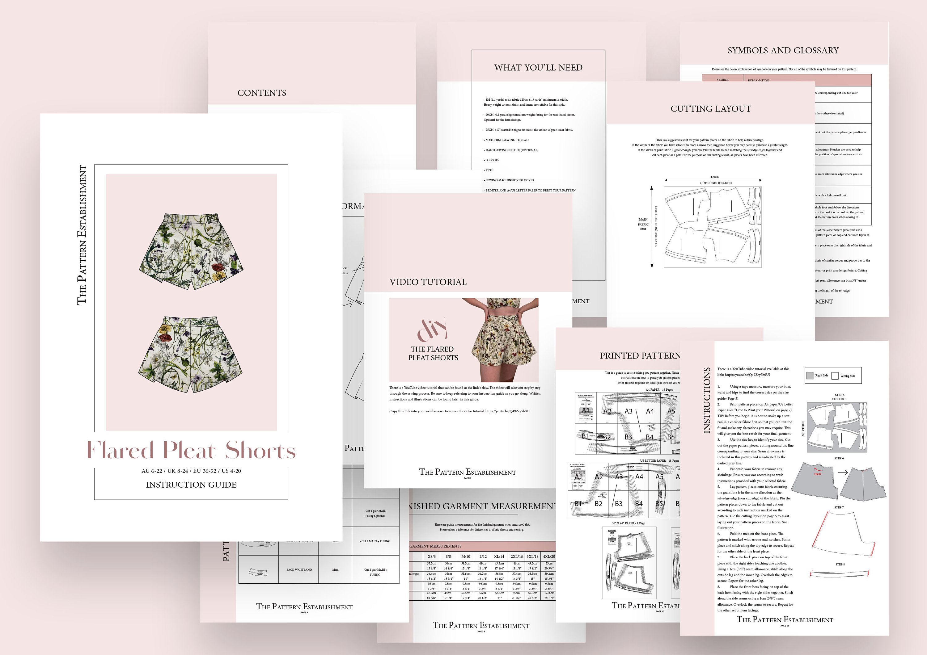 Flared Pleat Shorts Sewing Pattern: Women's Sizes XS-5XL (PDF Pattern ...