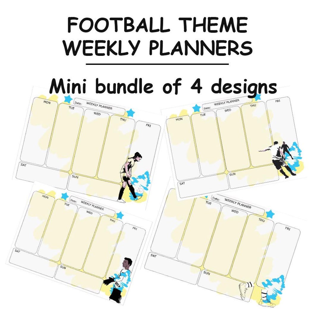 Football Soccer Themed Weekly Planner. Clean Design, Handmade Artwork ...