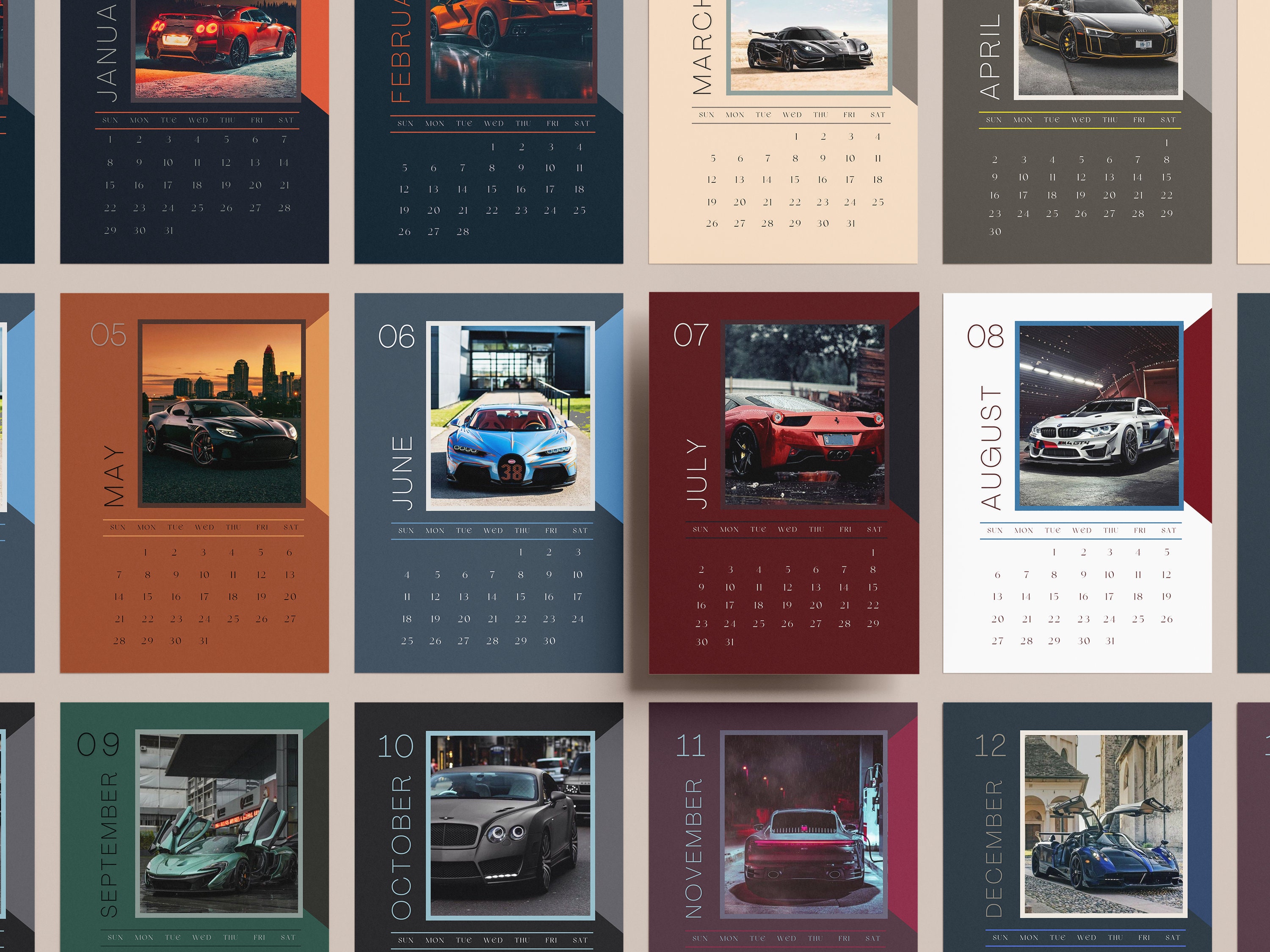 Printable 2023 Car Lovers Calendar. Digital Sports and Luxury Car ...
