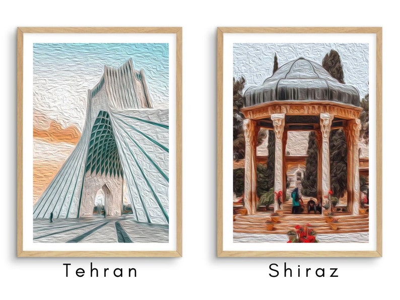 Iran Poster Tehran and Shiraz Posters City Wall Art City - Etsy