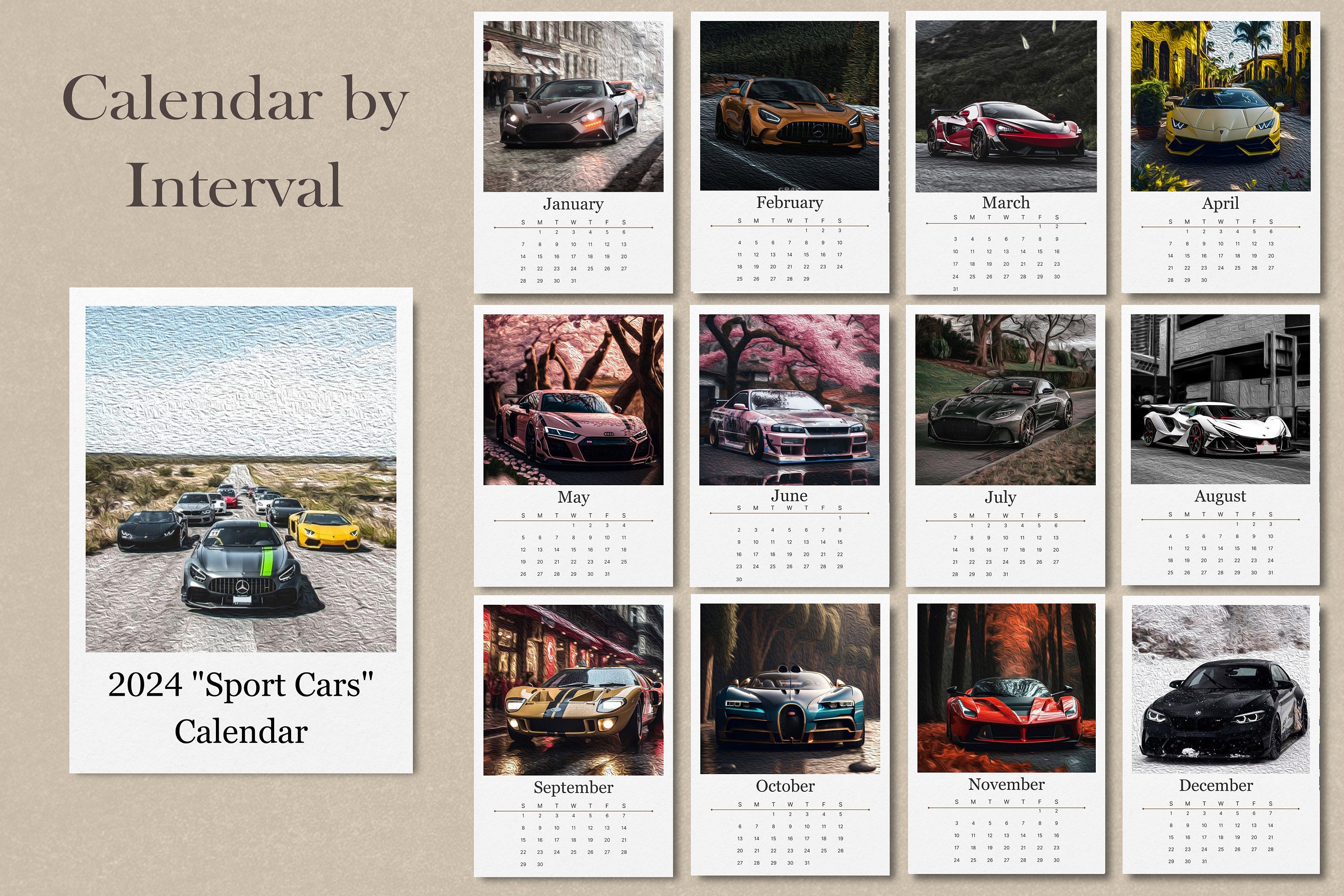 Printable 2024 Car Lovers Calendar. Digital Sports and Hyper Car ...