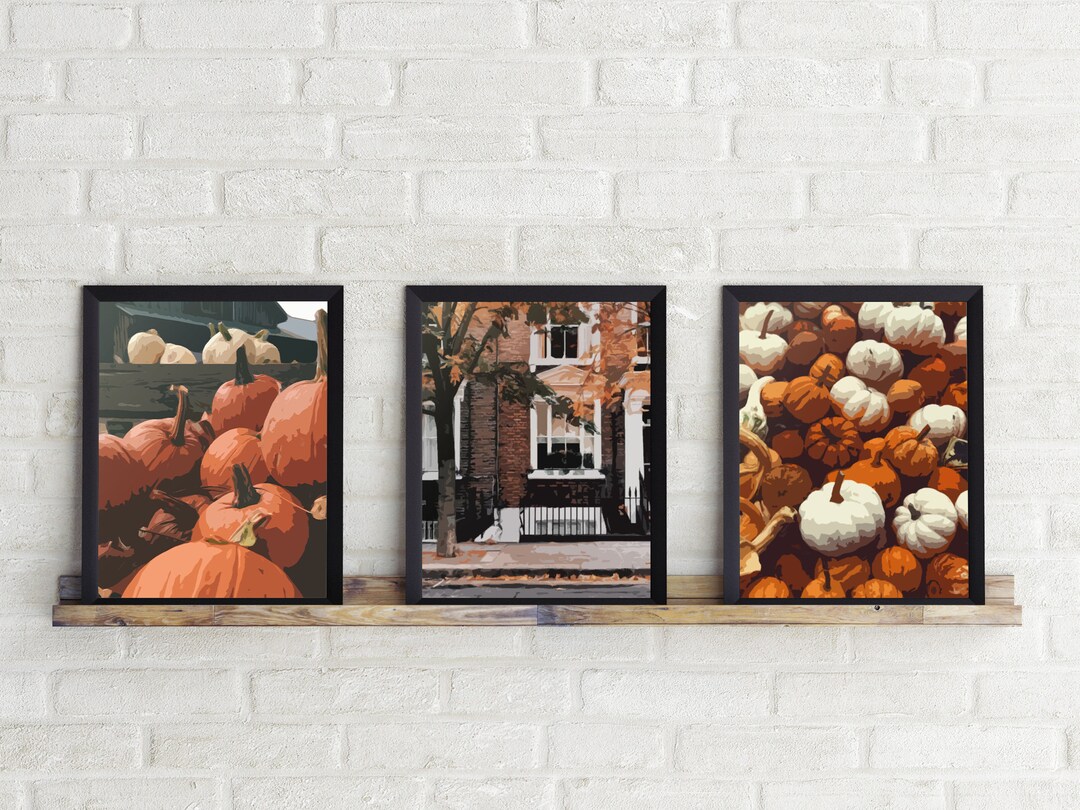Fall Poster Set of Тhree Cozy Wall Art Autumn Printable - Etsy