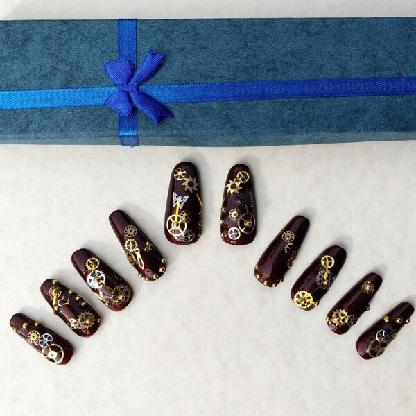 Steampunk Nails - Etsy
