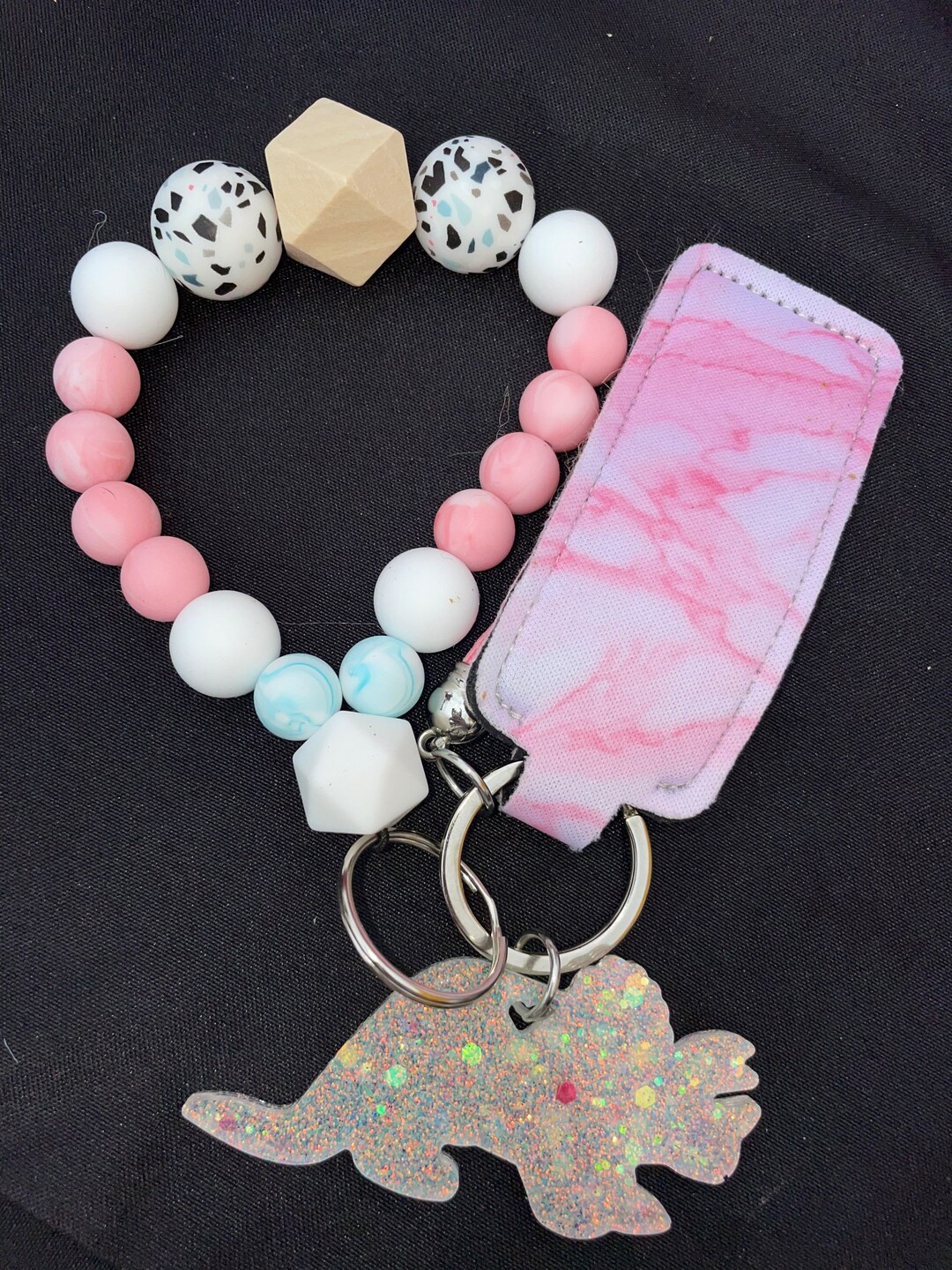 Dino Glitter Keychain, Dino Keychain on Bangle - Etsy