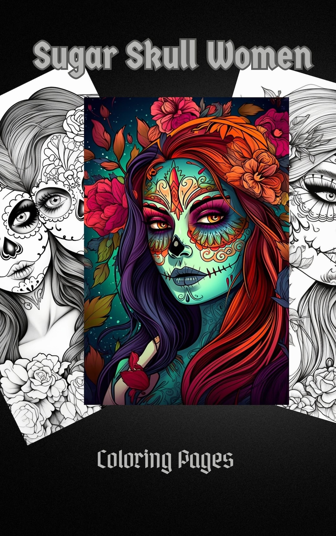 Sugar Skull Printable Coloring Pages: Day of the Dead, Fantasy Art (50 ...