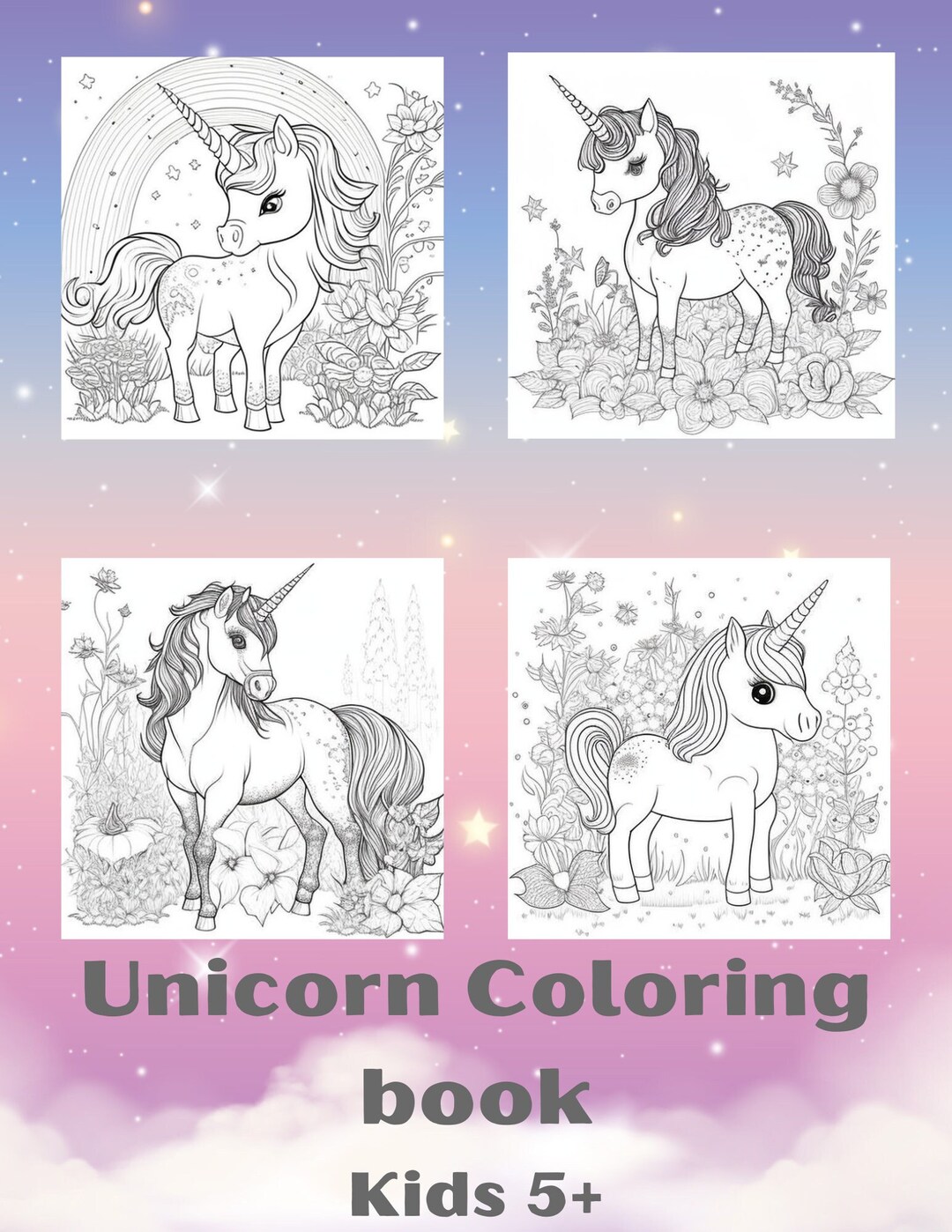 70 Printable Unicorn Coloring Pages for Ages 4 1 Single PDF File ...