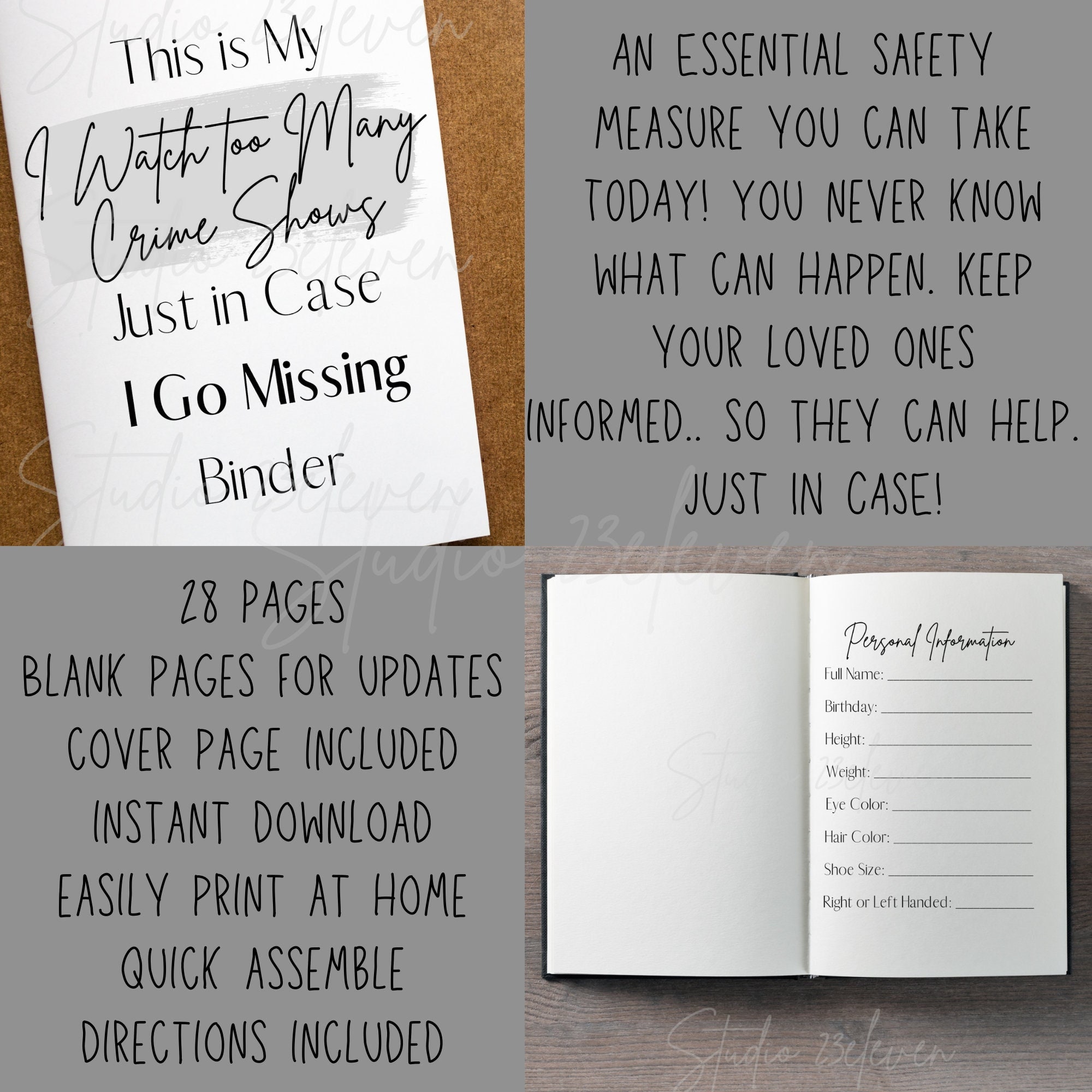 Printable, Instant, Digital Download. in Case I Go Missing Document ...