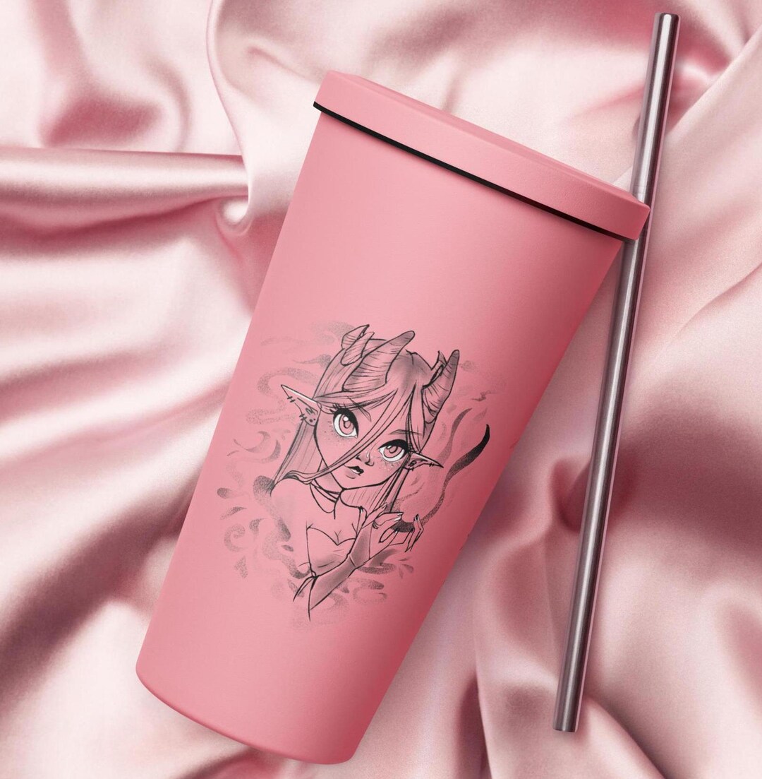 Beutiful Demon Girl Insulated Tumbler With a Straw Demon Girl Art ...