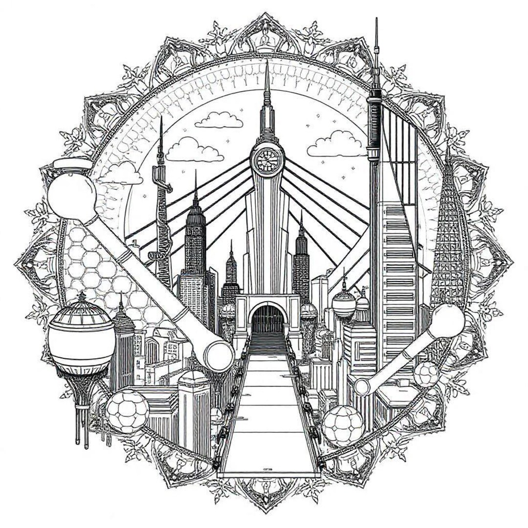 Mandala Futuristic Art Print Cityscape | Graphic Illustration | Instant ...