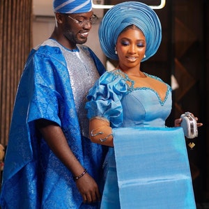 Couple African Outfit, African Couple Engagement Outfit,nigerian Gown ...