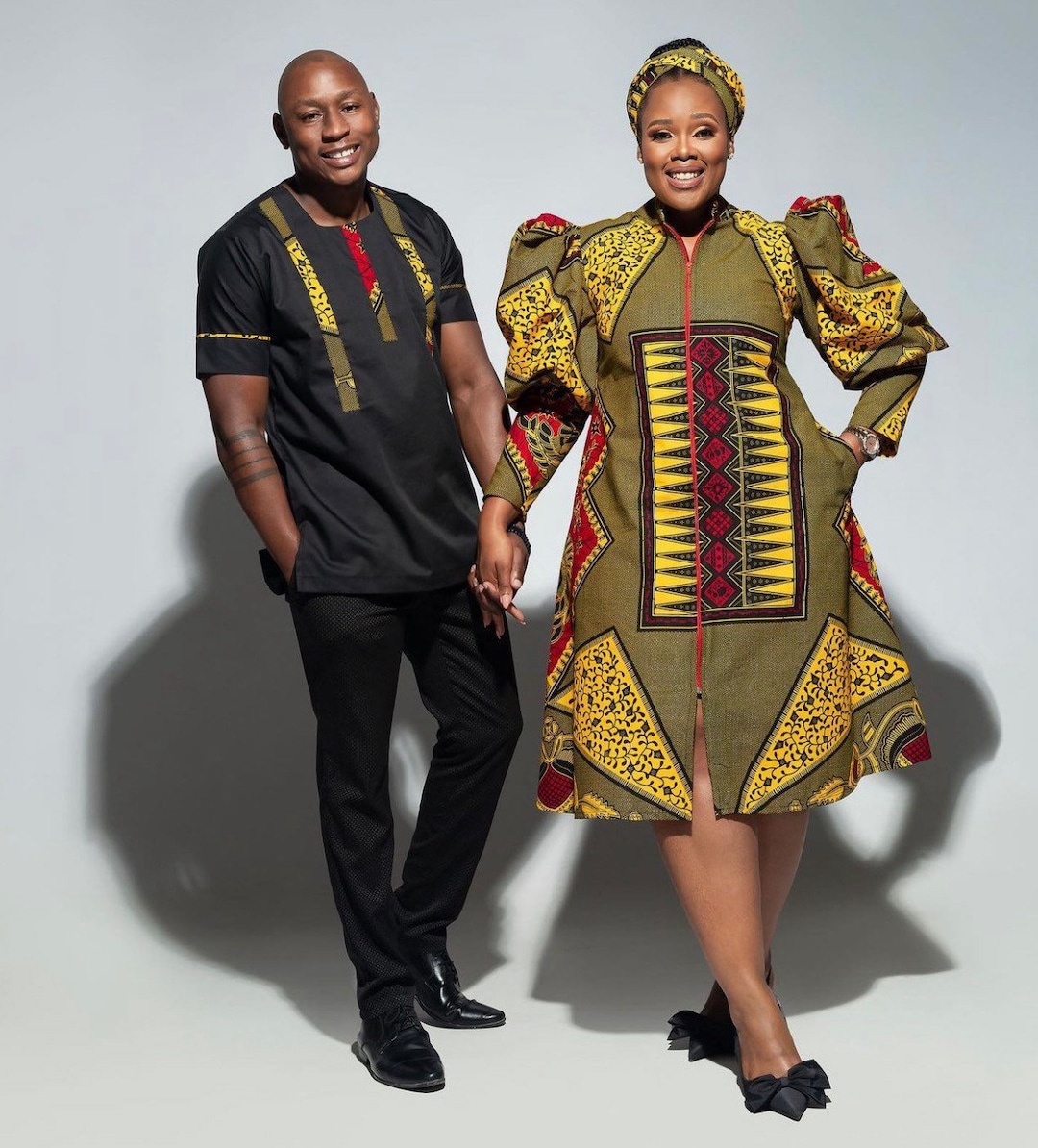 Couple African Outfit, African Couple Engagement Outfit,ankara Gown ...