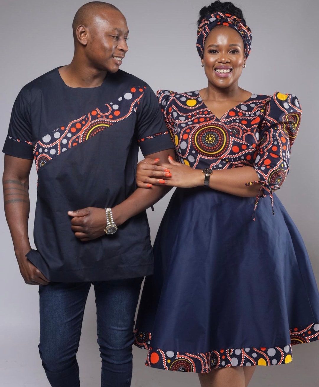 Couple African Outfit, African Couple Engagement Outfit,ankara Gown ...