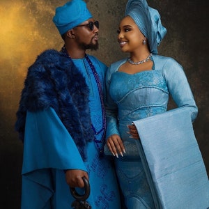 Couple African Outfit, African Couple Engagement Outfit,nigerian Gown ...