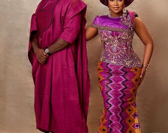 Couple African Outfit, African Couple Engagement Outfit,nigerian Gown ...